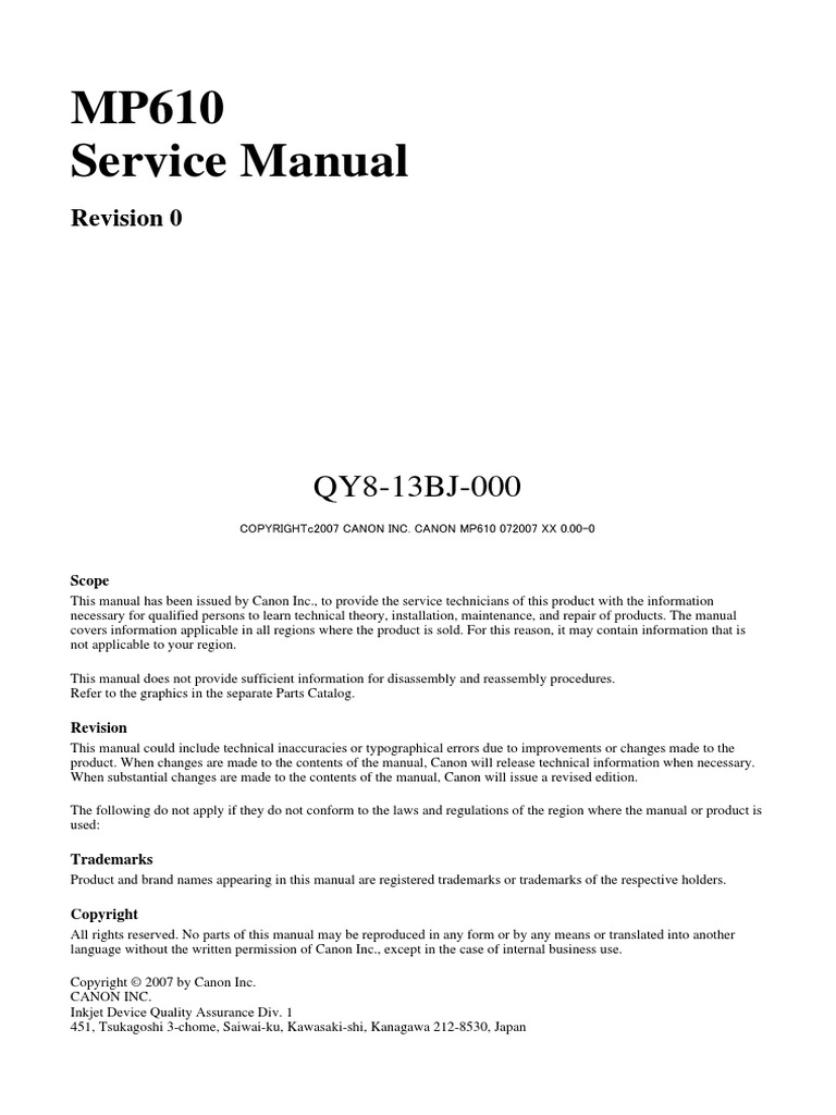 Canon Pixma Mp610 | PDF | Image Scanner | Printer (Computing)