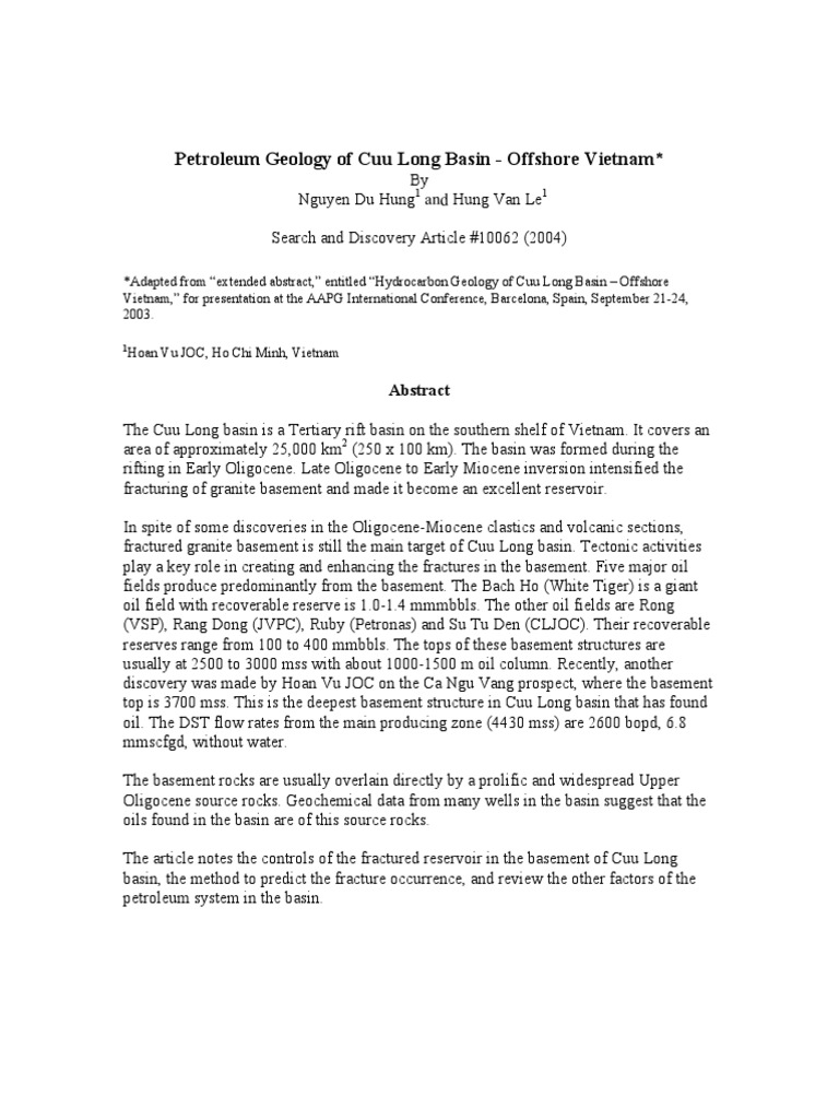 Cuu Long Basin PDF | Download Free PDF | Sedimentary Basin | Petroleum ...
