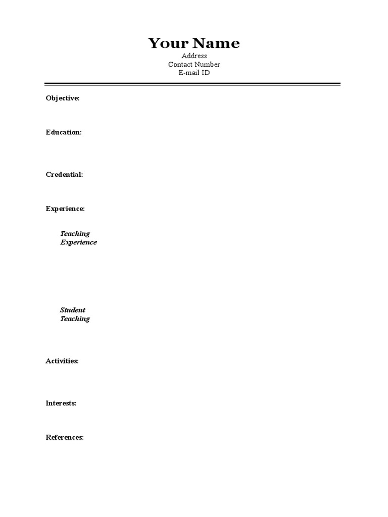 Resume Template For Teacher | PDF