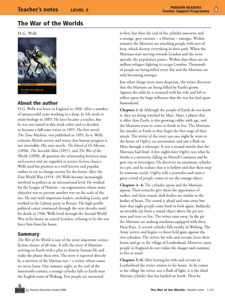 Level 5 - The War of The Worlds - Teacher Notes PDF | PDF | The War Of ...