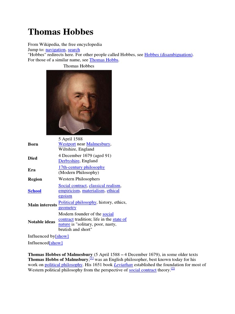 Thomas Hobbes.docx | Thomas Hobbes | Philosophical Science