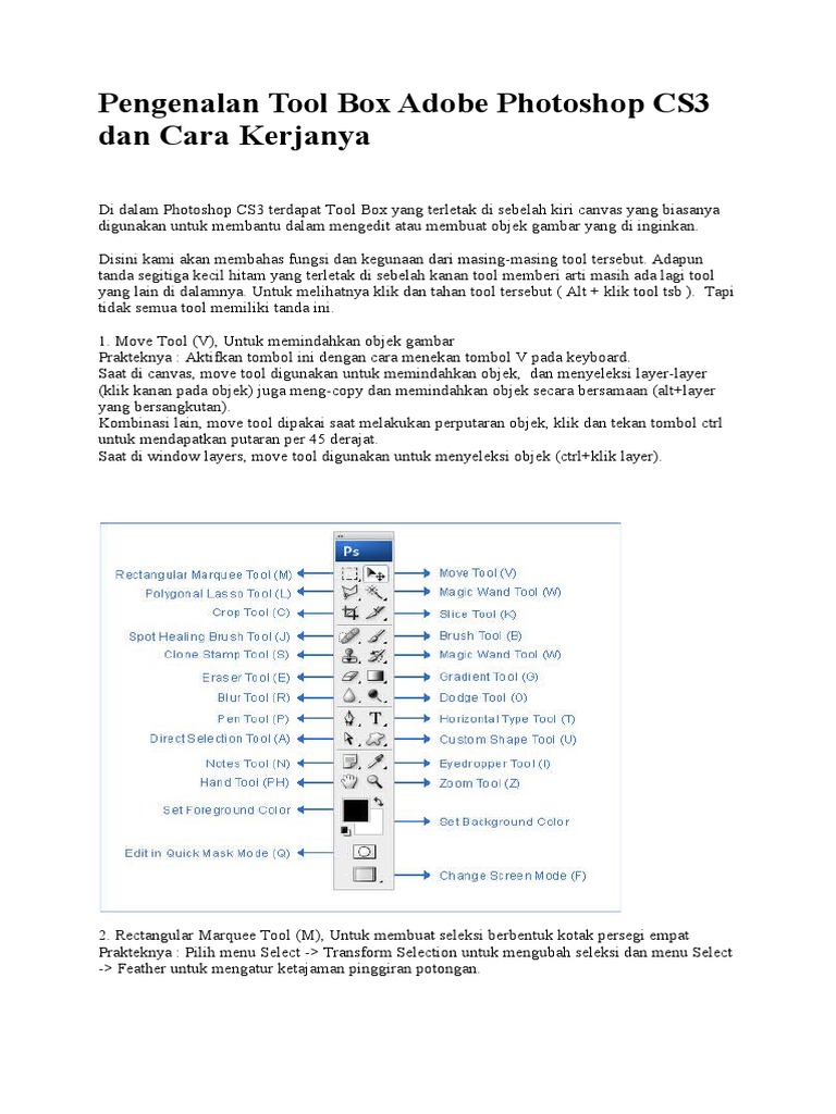 Pengenalan Tool Box Adobe Photoshop CS3 Dan Cara Kerjanya | PDF | Komputer