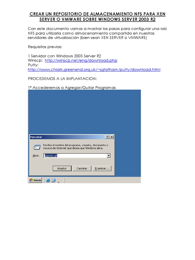 Crear repositorio NFS Xen/VMware Windows | PDF | Archivo de computadora ...