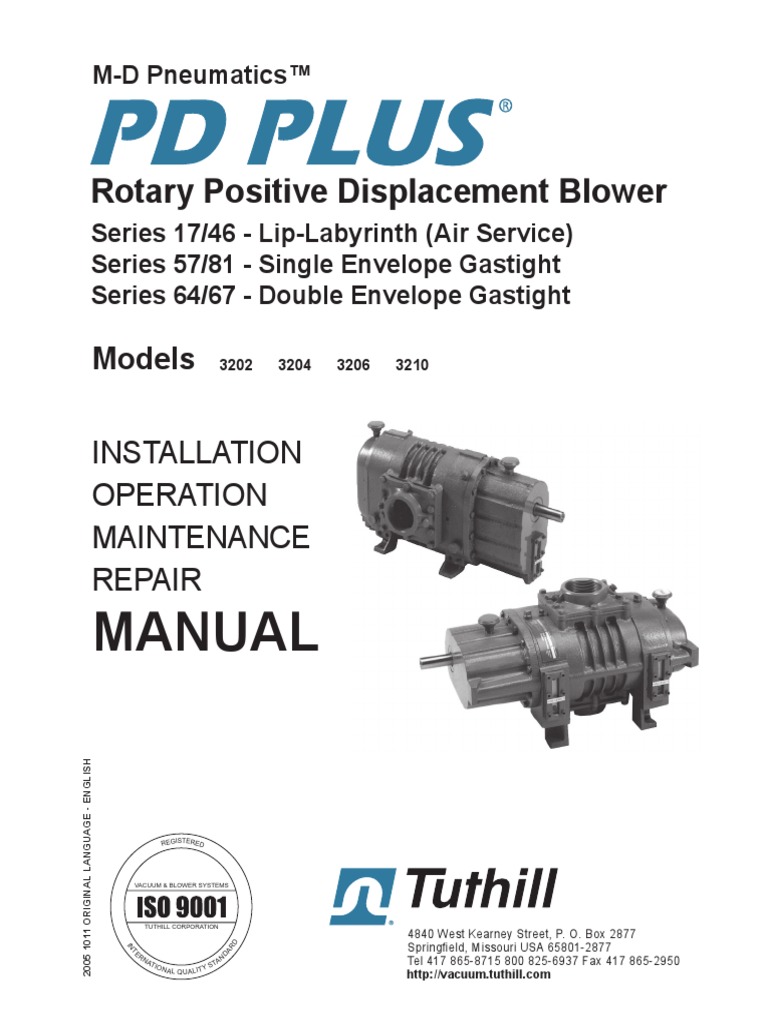 Blower TUTHILL Manual | Belt (Mechanical) | Valve