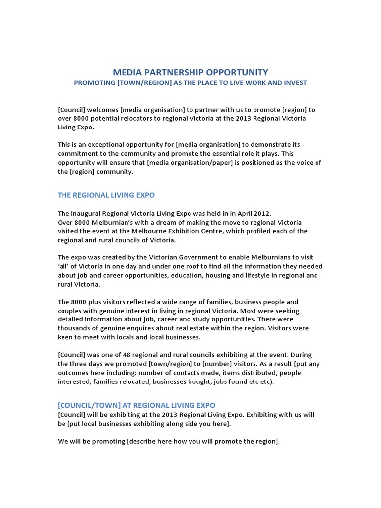 Media Partnership Proposal Template For Expo | PDF | Victoria ...