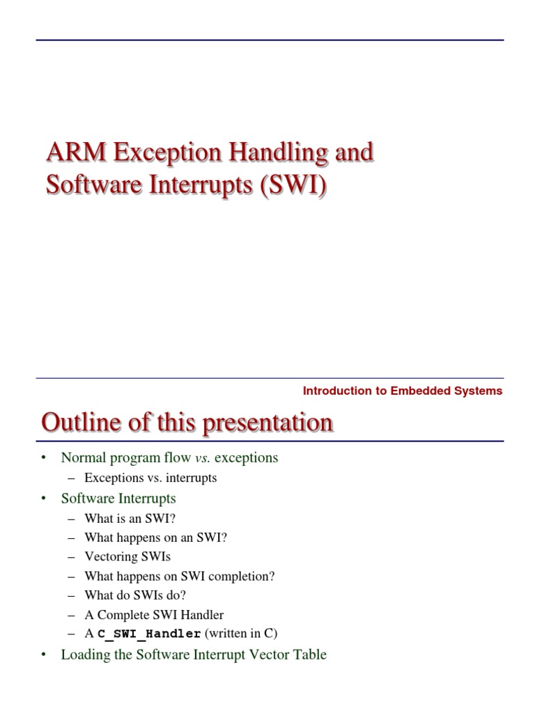 Arm Exception Handling And Software Interrupts Swi Introduction To Embedded Systems