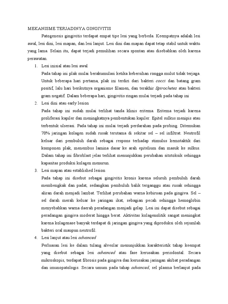 Tahapan Gingivitis dan Patogenesis | PDF