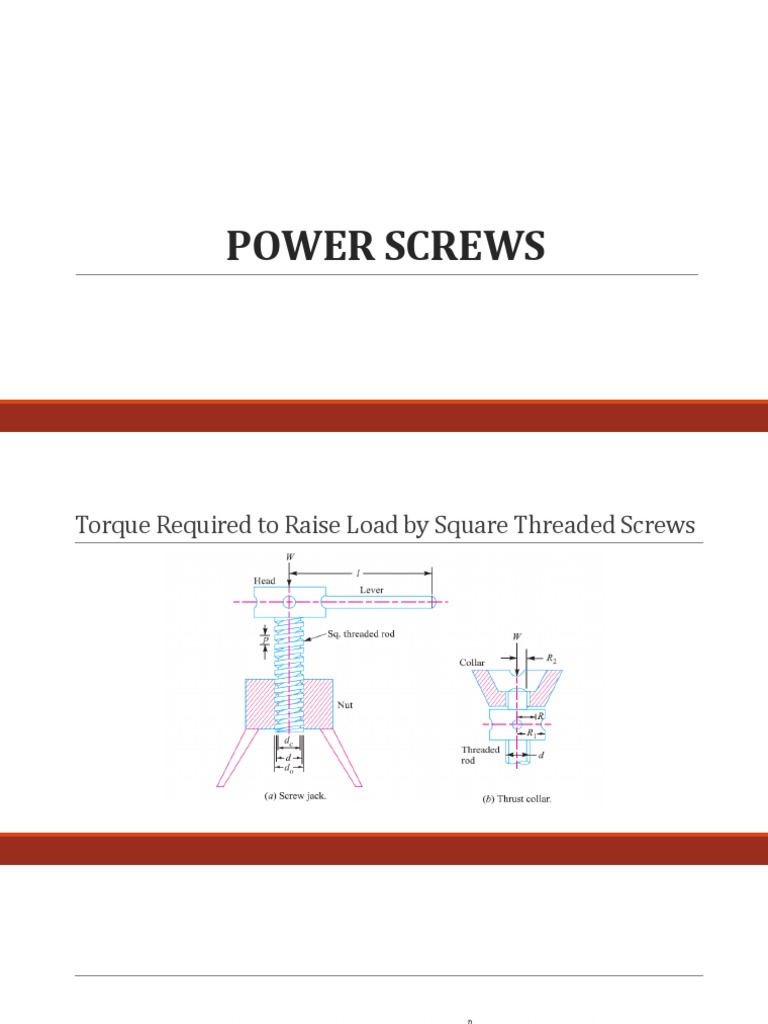 Torque and Efficiency of Square Screws | PDF