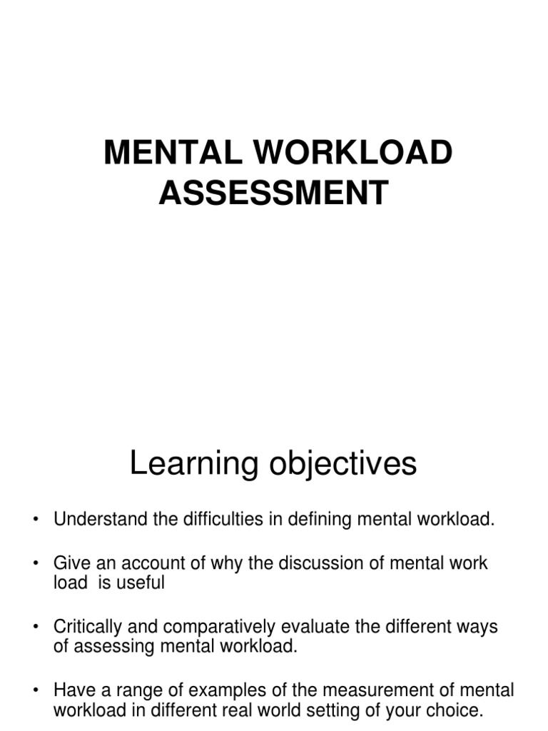 Mental Workload Assessment Overview | PDF | Workload | Emergence