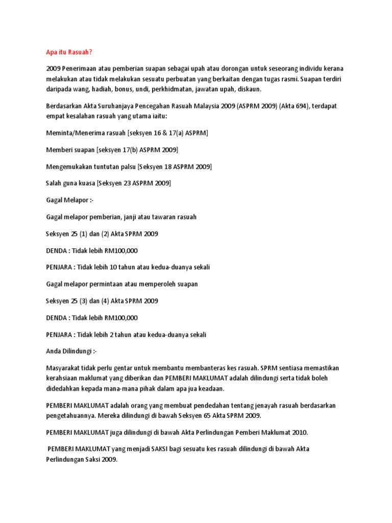 Apa Itu Rasuah | PDF | Politik | Hukum