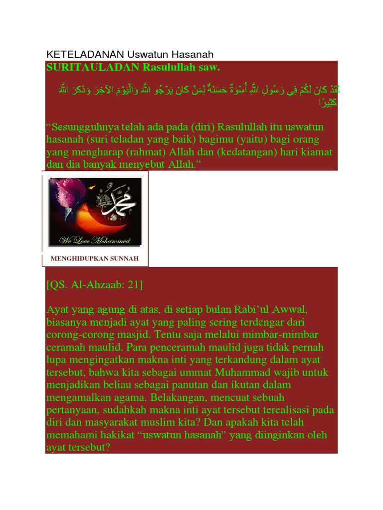 Keteladanan Rasulullah SAW | PDF