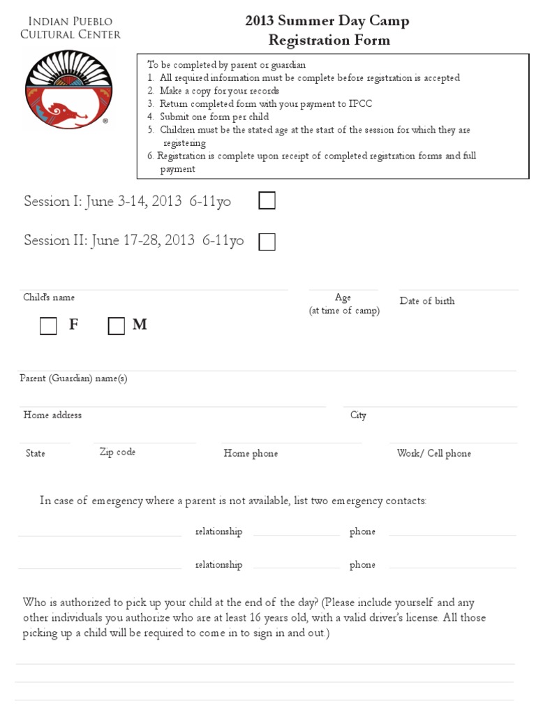 2013 Summer Camp Registration Packet 3 Pgs | PDF | Legal Guardian | Parent