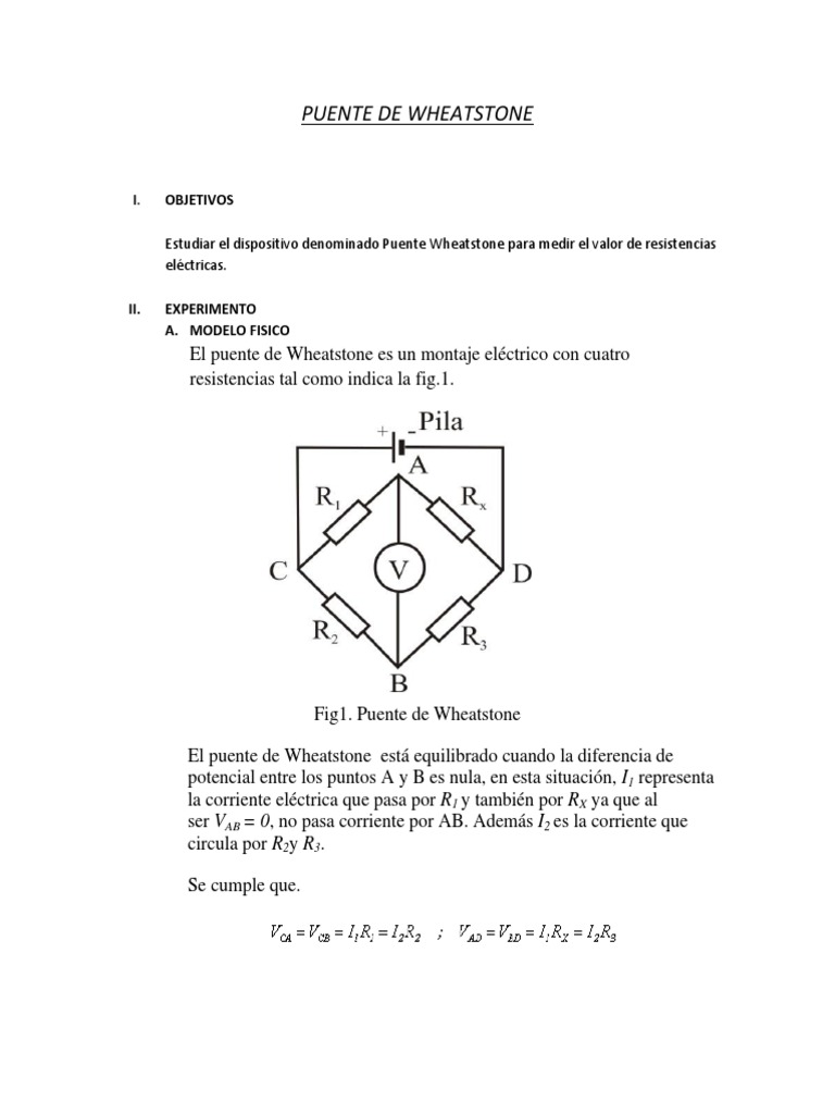 Puente de Wheatstone | Resistencia Eléctrica y Conductancia | Corriente ...