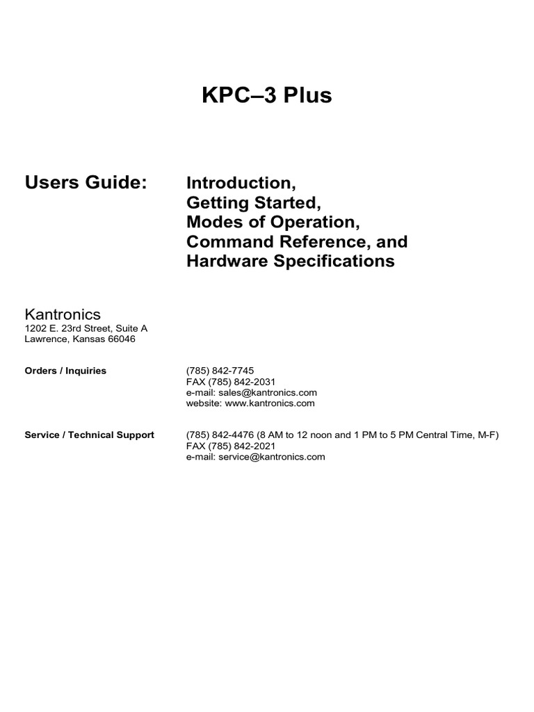Kpc-3plus Manual RevD | PDF | License | Disclaimer