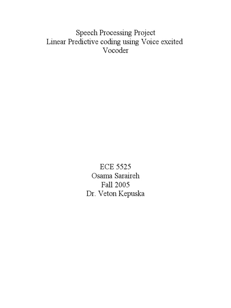 Linear Predictive Coding Pdf Sound Production Speech 