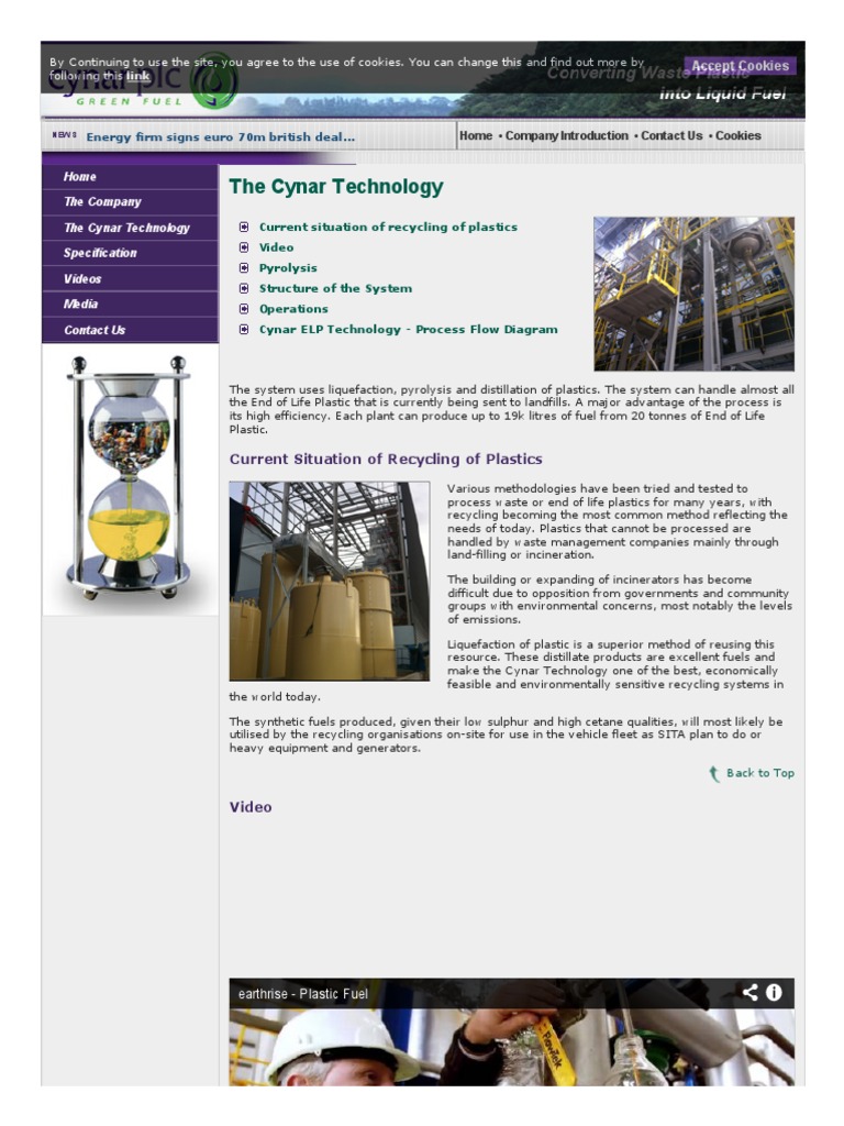 Cynar Plastic-to-Fuel Pyrolysis System | PDF | Pyrolysis | Distillation