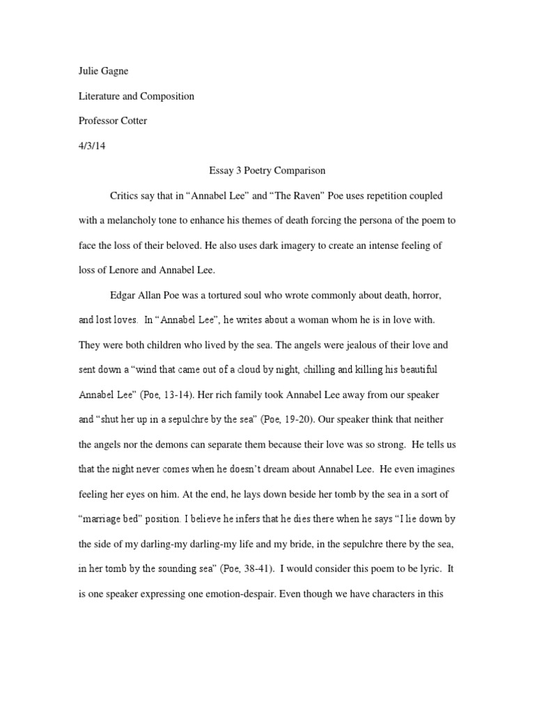 Annabel Lee and Its Comparison To The Raven | PDF | The Raven | Poetry