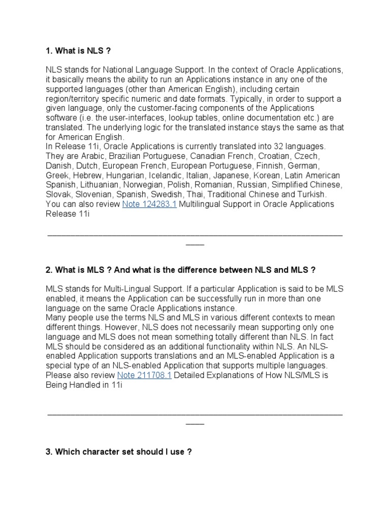 What Is NLS ? NLS Stands For National Language | PDF | Oracle Database ...