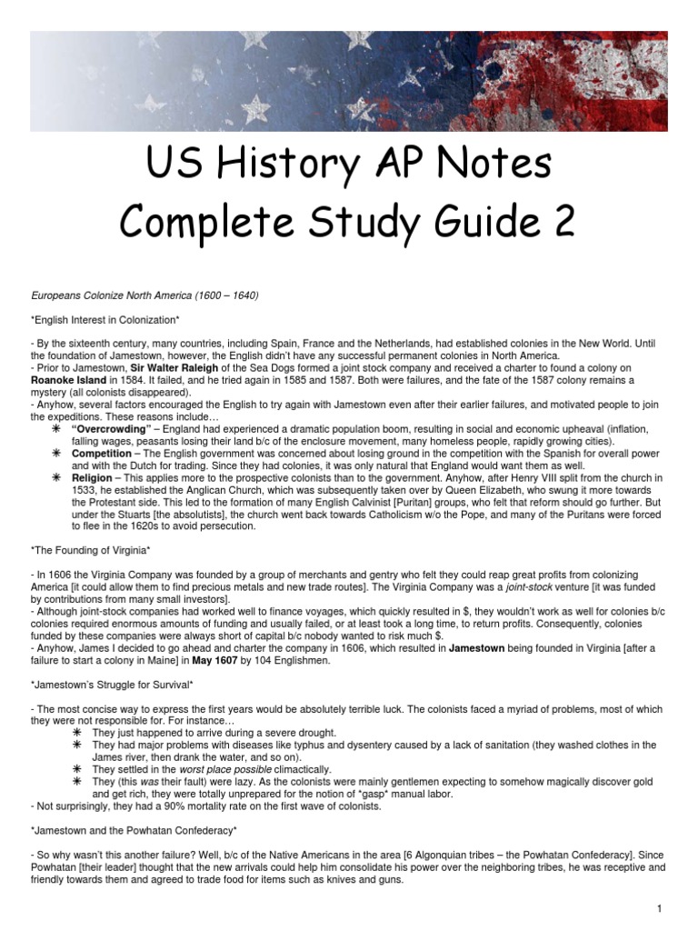 AP US History Study Guide 2 | PDF | Pilgrim Fathers | Slavery
