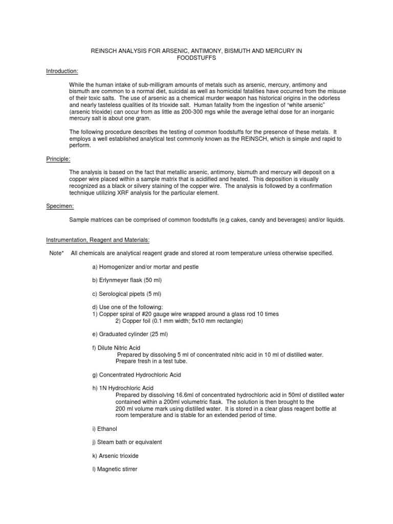 Detection of Arsenic, Antimony, Bismuth, and Mercury in Foodstuffs ...