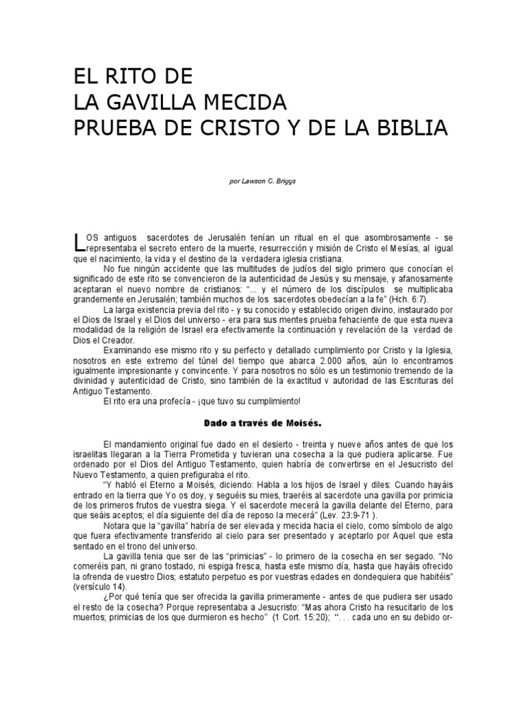 Significado de la Gavilla Mecida en la Biblia | PDF | Pascua de ...