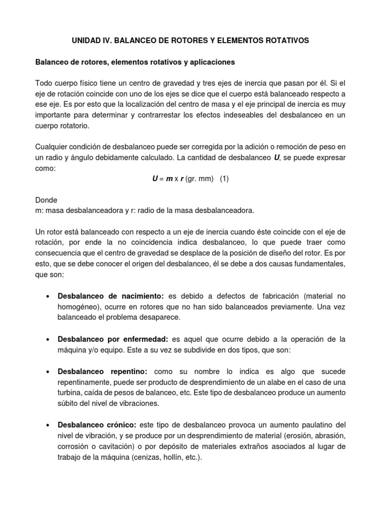 Unidad 4-Balanceo de Rotores | PDF | Vector Euclidiano | Masa
