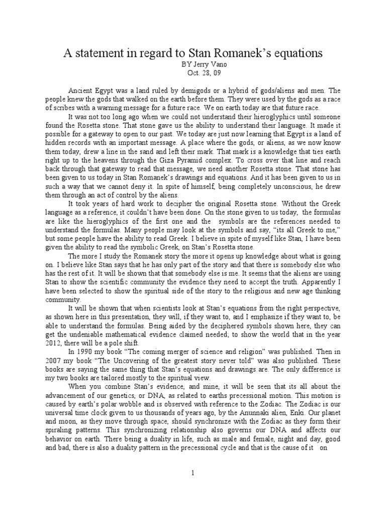 In Regard To Stan Romanek Equations | PDF | Particle Physics | Higgs Boson