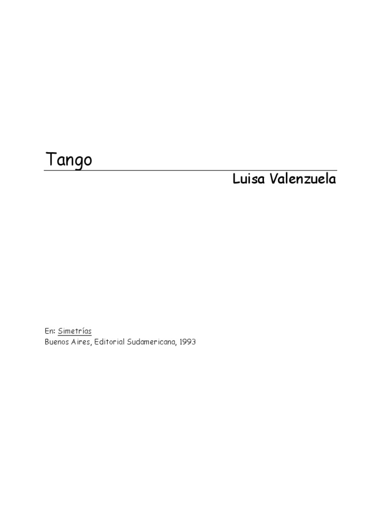 VALENZUELA, Luisa - Tango - Cuaderno | PDF | Musica Tango | Cuentos