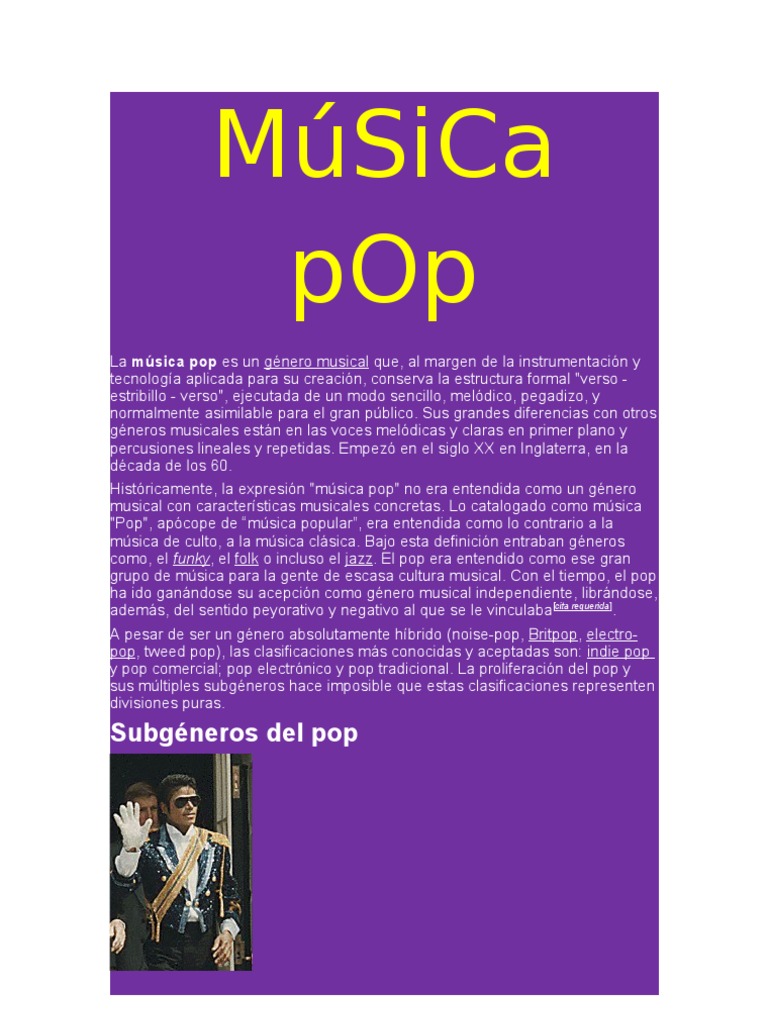 MúSiCa pOp | PDF | Música pop | Musica Popular