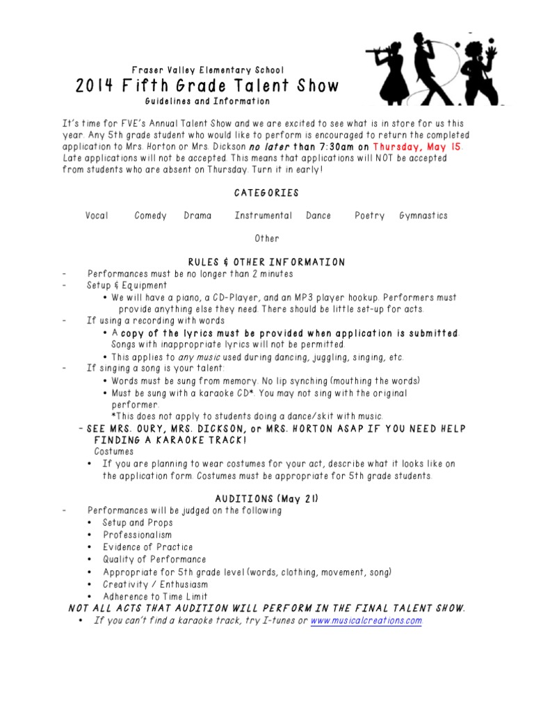 2014 Talent Show Guidelines | PDF | Audition | Singing