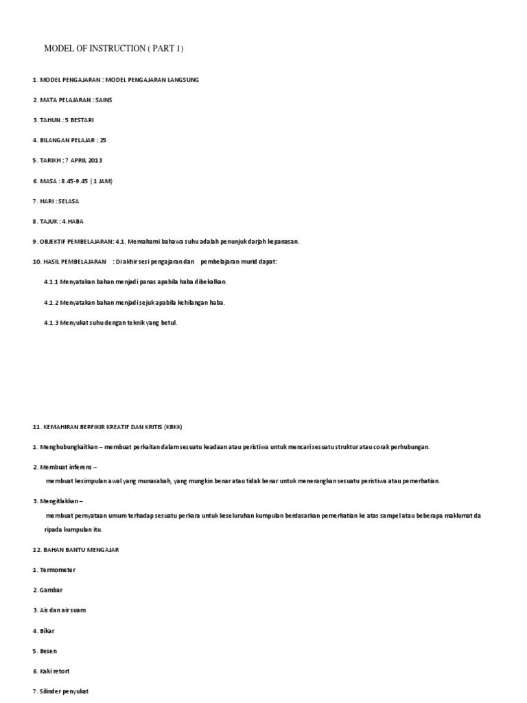 RPH Sains Tahun 5 - HabA | PDF