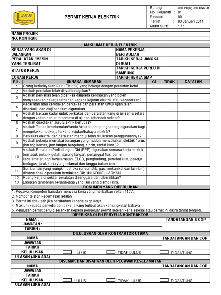 026 - Permit Kerja Elektrik | PDF