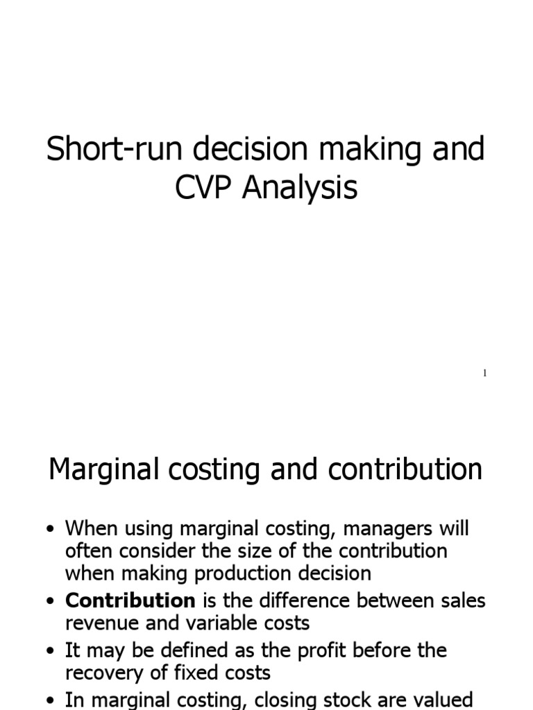 Short-Run CVP Analysis and Decision Making | PDF | Microeconomics ...