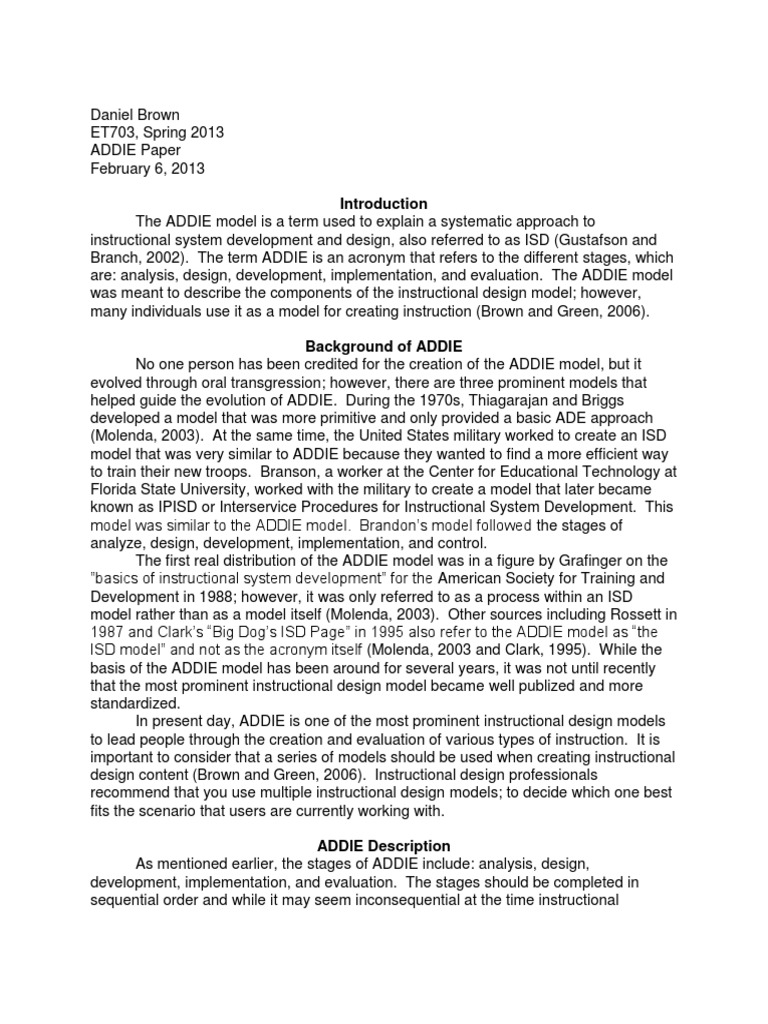 Brown Addie Paper | Download Free PDF | Instructional Design | Learning