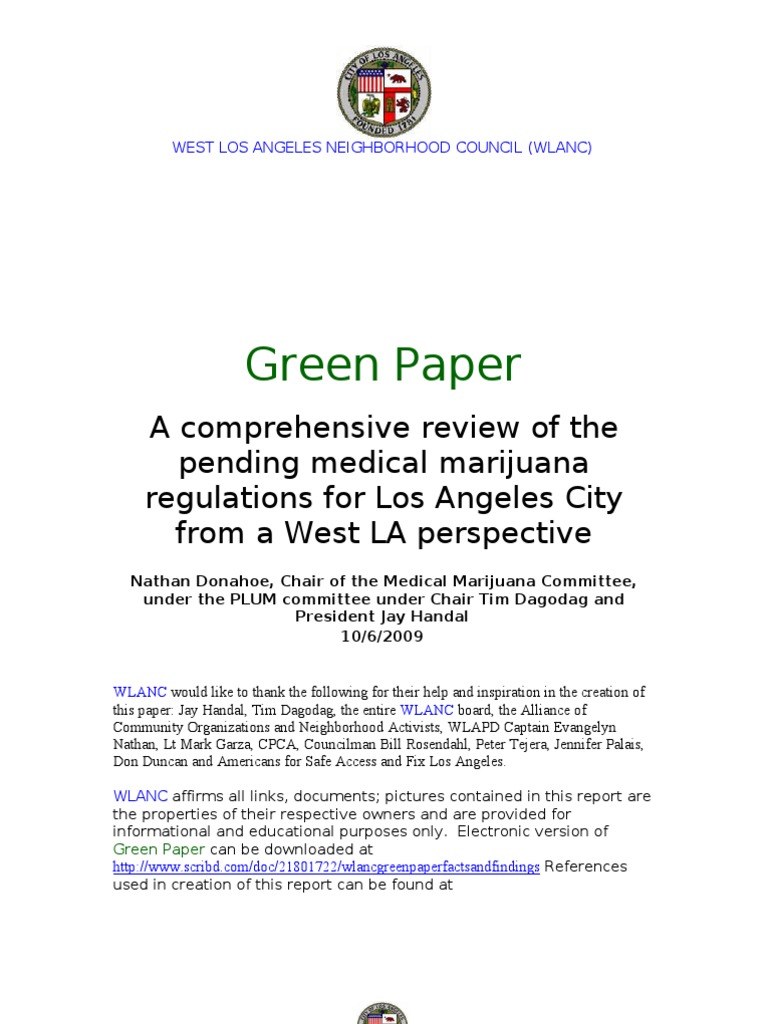 Green Paper Facts and Findings | PDF | Medical Cannabis | Cannabis (Drug)