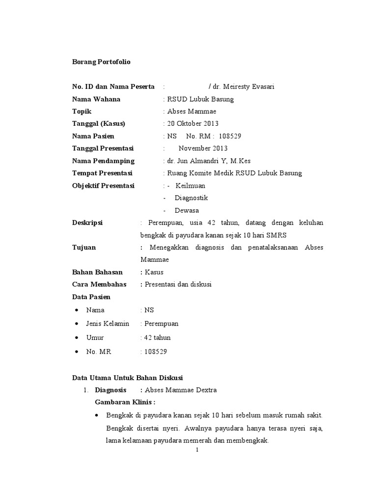 Portofolio Abses Mammae | PDF