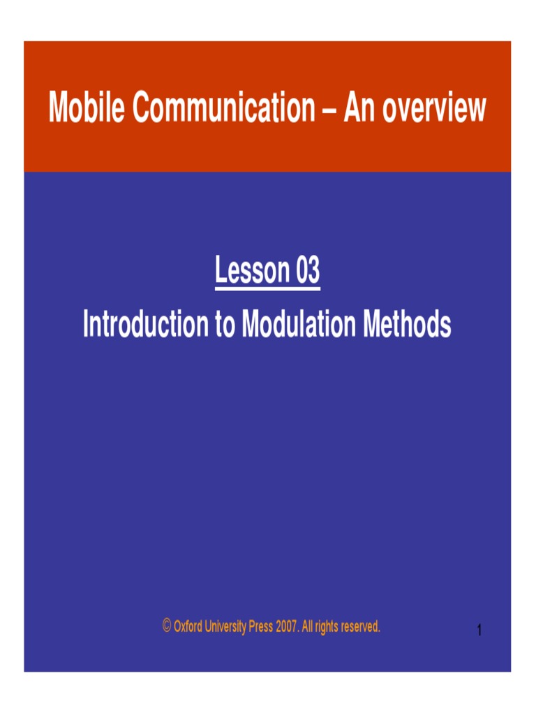 Mobile Communication - An Overview: Lesson 03 Introduction To ...