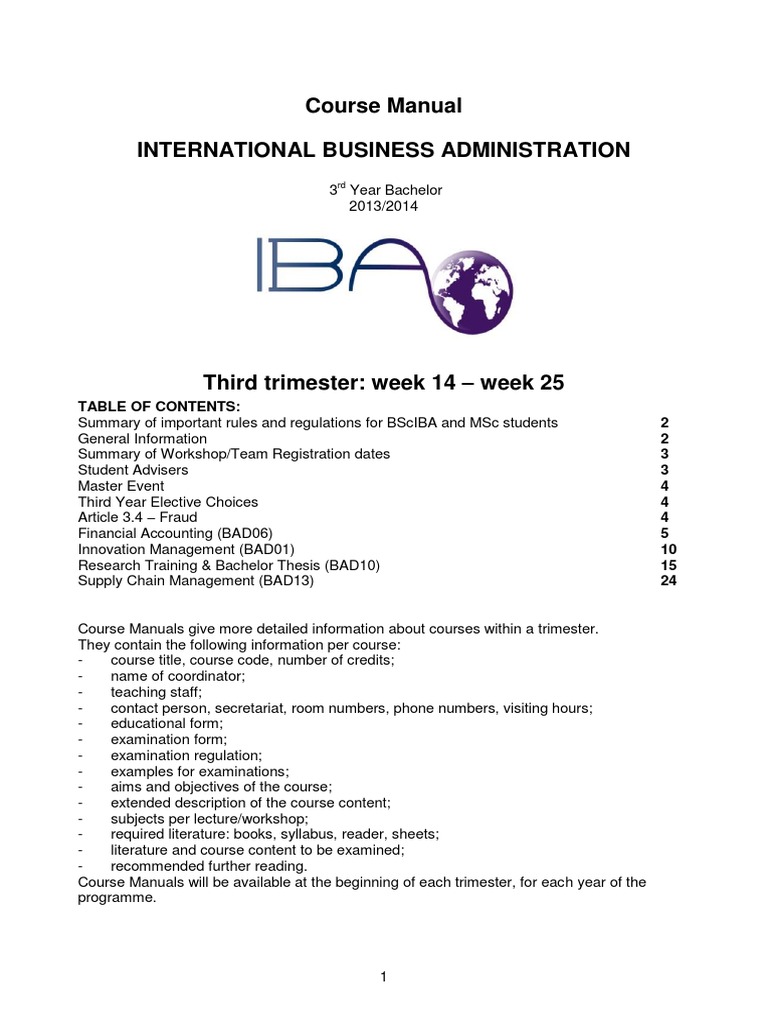 RSM IBA Course Manual 2013/2014 | PDF | Strategic Management ...