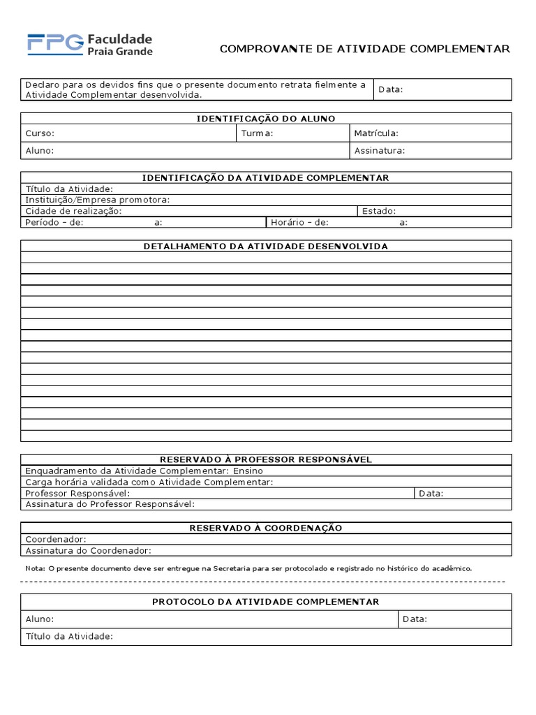 Folha de Rosto - Atividade Complementar | PDF