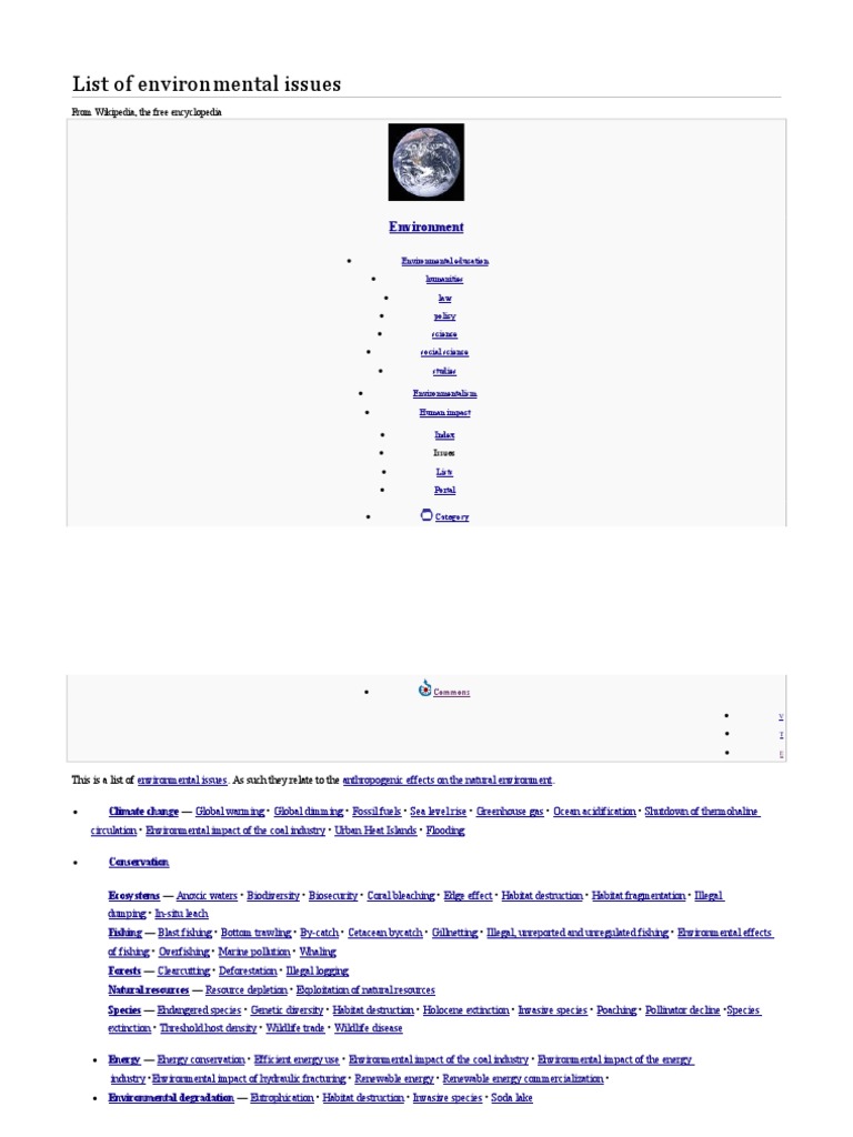 List of Environmental Issues | PDF | Human Impact On The Environment ...