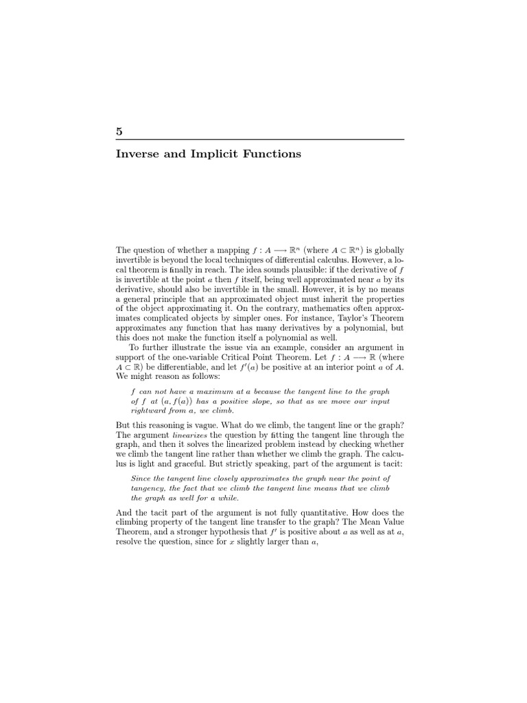 Implicit Function Theorem | PDF | Derivative | Continuous Function