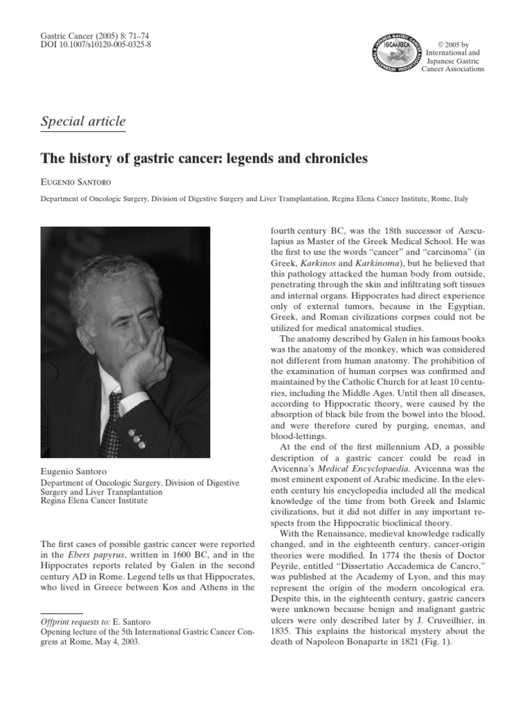 History of Gastric Cancer Unveiled | PDF