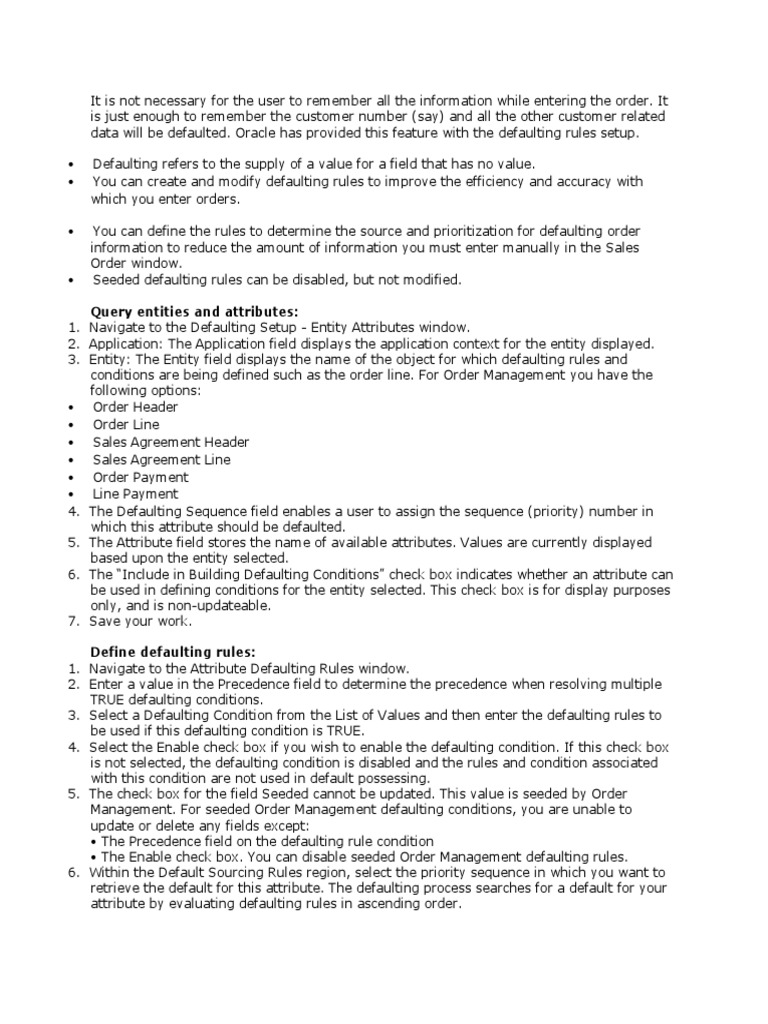 Default Rules OM | PDF | Default (Computer Science) | Oracle Database