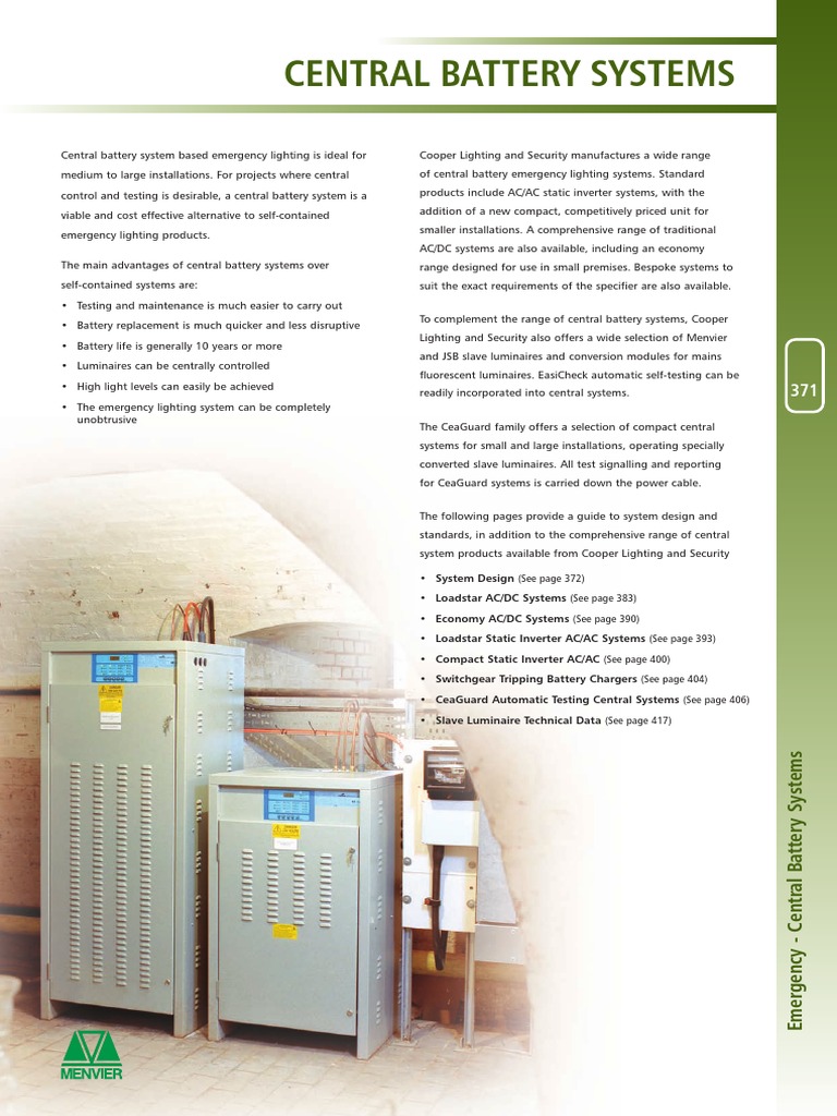 Central Battery System Design | PDF | Power Inverter | Fluorescent Lamp