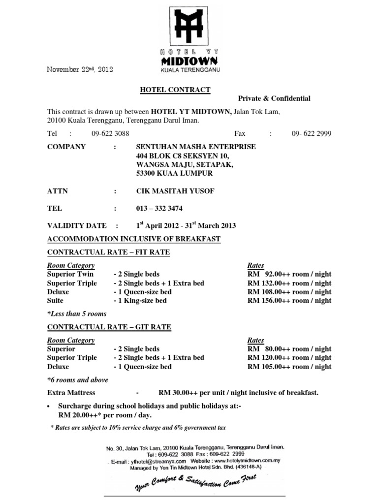 Contract Rate | PDF | Payments | Hotel And Accommodation