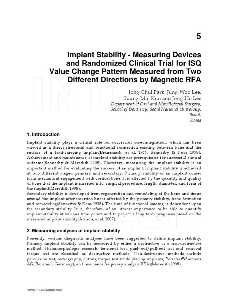 Implant Stability - Measuring Devices | PDF | Dental Implant | Dentistry