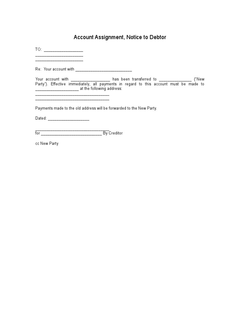 Account Assignment, Notice To Debtor | PDF