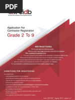 Cidb Grade 2 To 9 Application For Contractor Registration | PDF