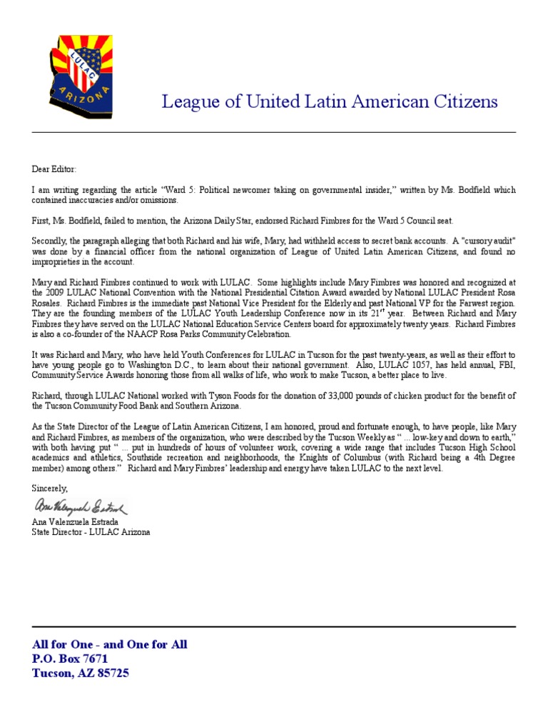 LTR To Editor | PDF | Tucson | The United States