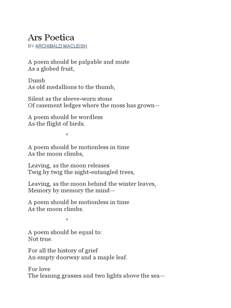 Essence of Poetry in "Ars Poetica" | PDF